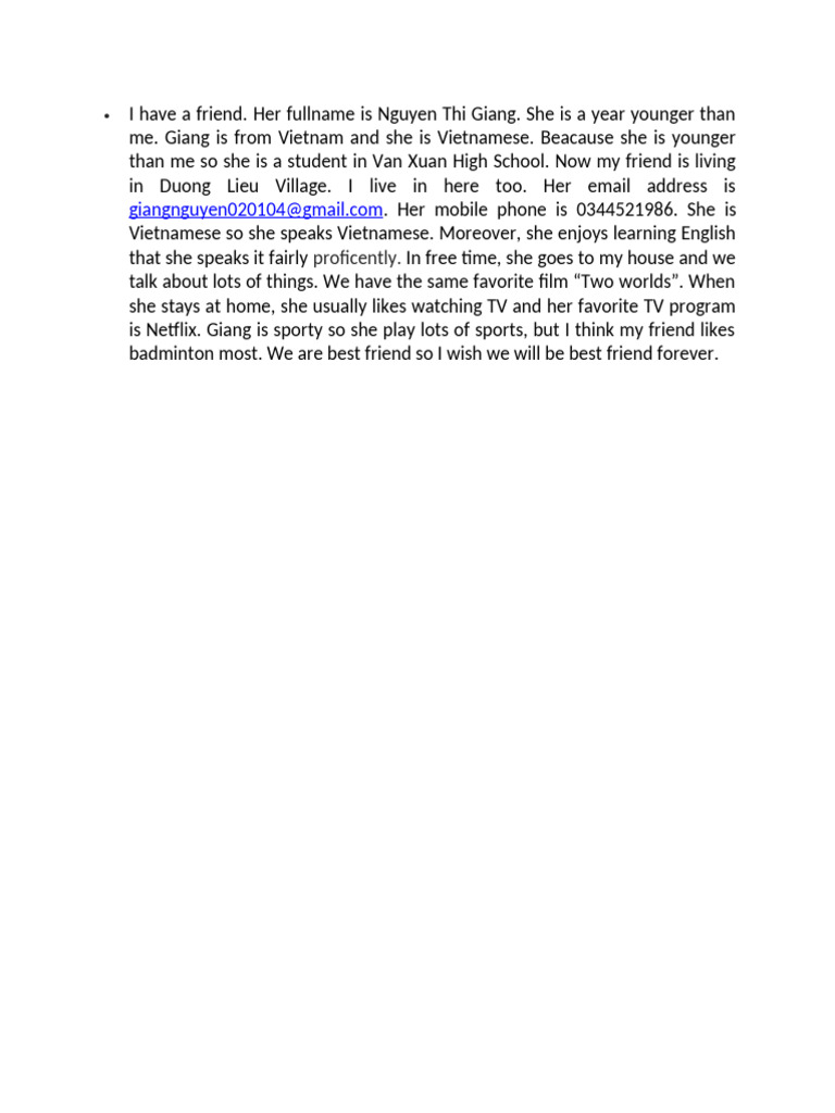 My Best Friend Giang | PDF