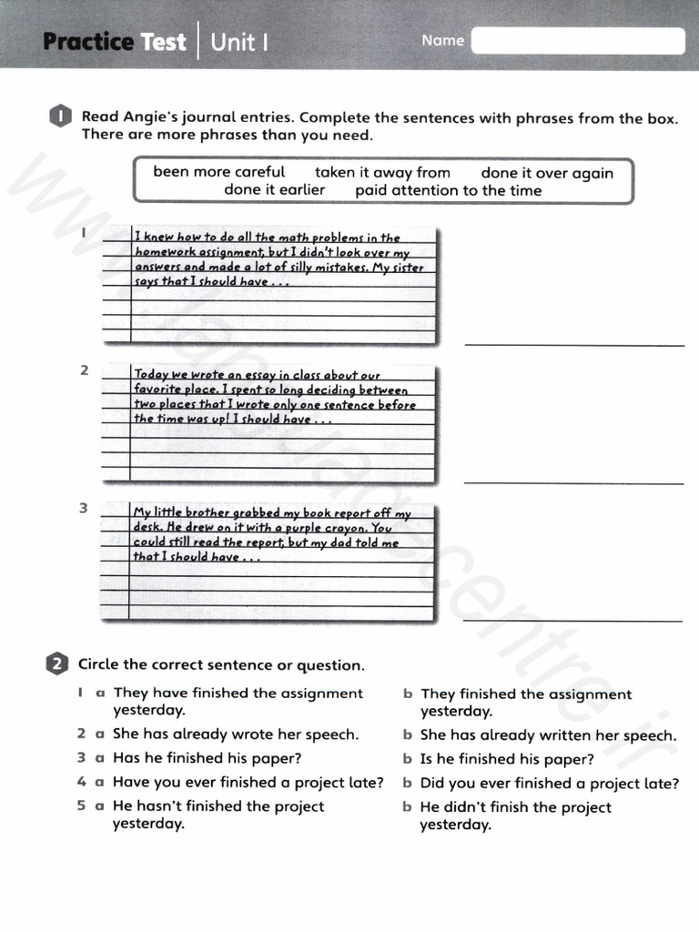 Big English 6 Test Unit 1 (WWW - Languagecentre.ir) | PDF