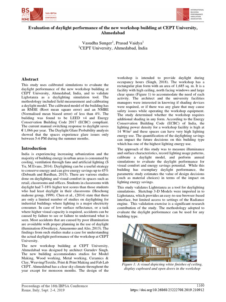 Evaluation of Daylight Performance of TH | PDF | Lighting | Rendering ...