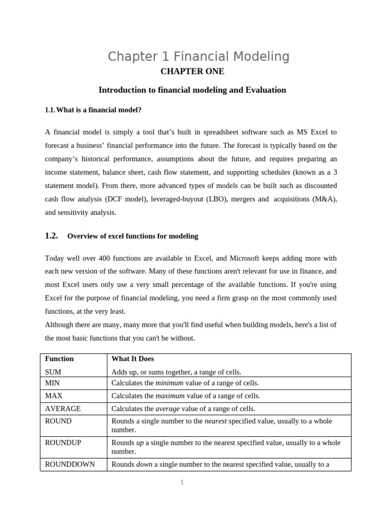 Chapter 1 Financial Modeling | PDF | Net Present Value | Internal Rate ...
