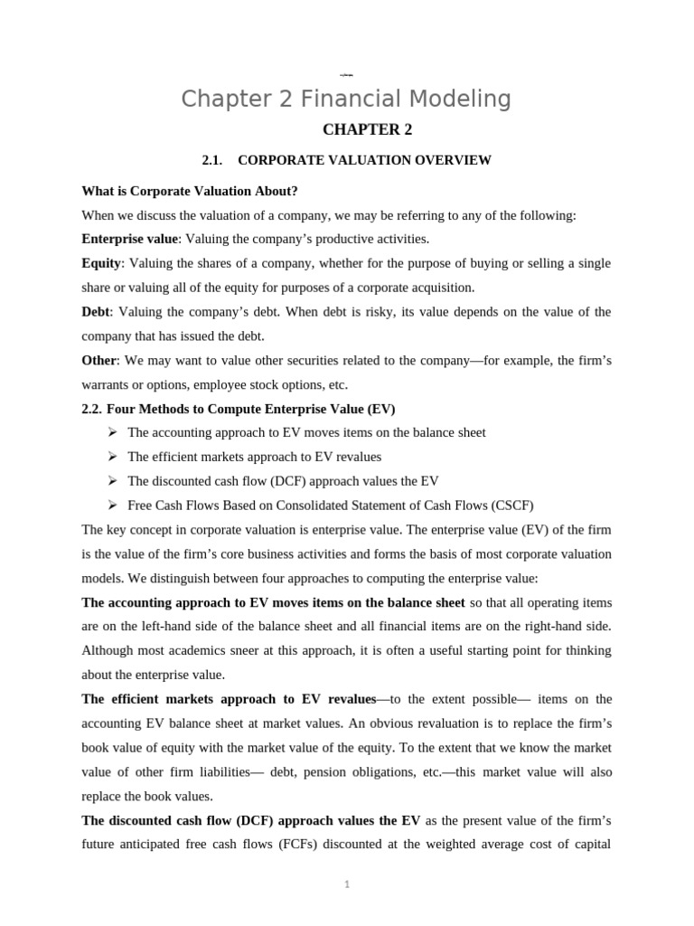 Chapter 2 Financial Modeling | PDF | Book Value | Valuation (Finance)