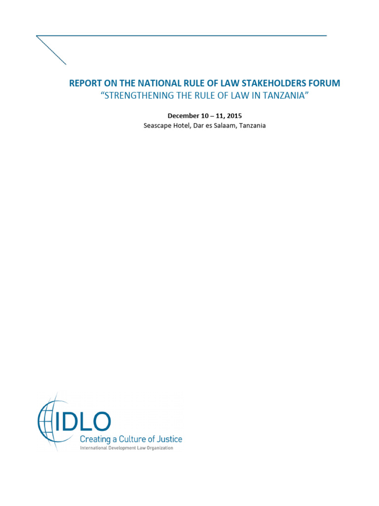 IDLO Tanzania Rule of Law Stakeholder Forum | PDF | Rule Of Law ...