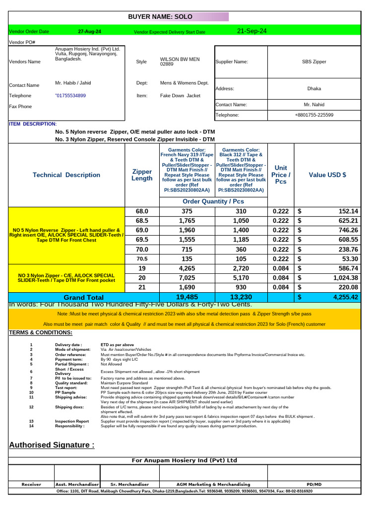 Zipper Booking SBS - 7th Order | PDF | Invoice | Cargo