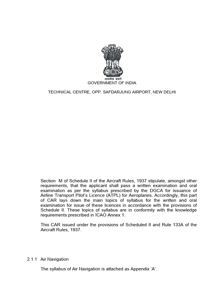 ATPL DGCA Syllabus | PDF | Fog | Cloud