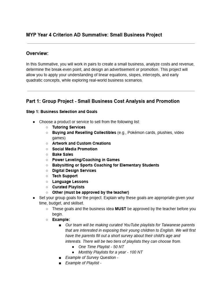MYP Y4 - U2 Criterion AD Summative | PDF | Elasticity (Economics ...