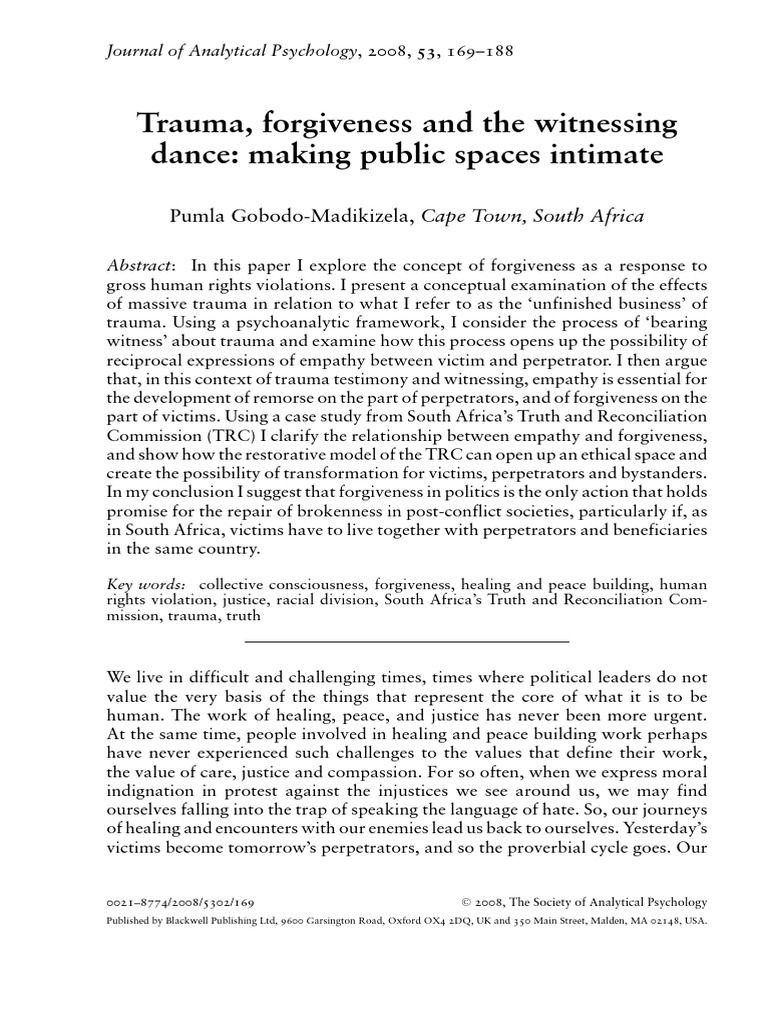 Gobodo Madikizela 2008 Trauma Forgiveness and The Witenssing Dance ...