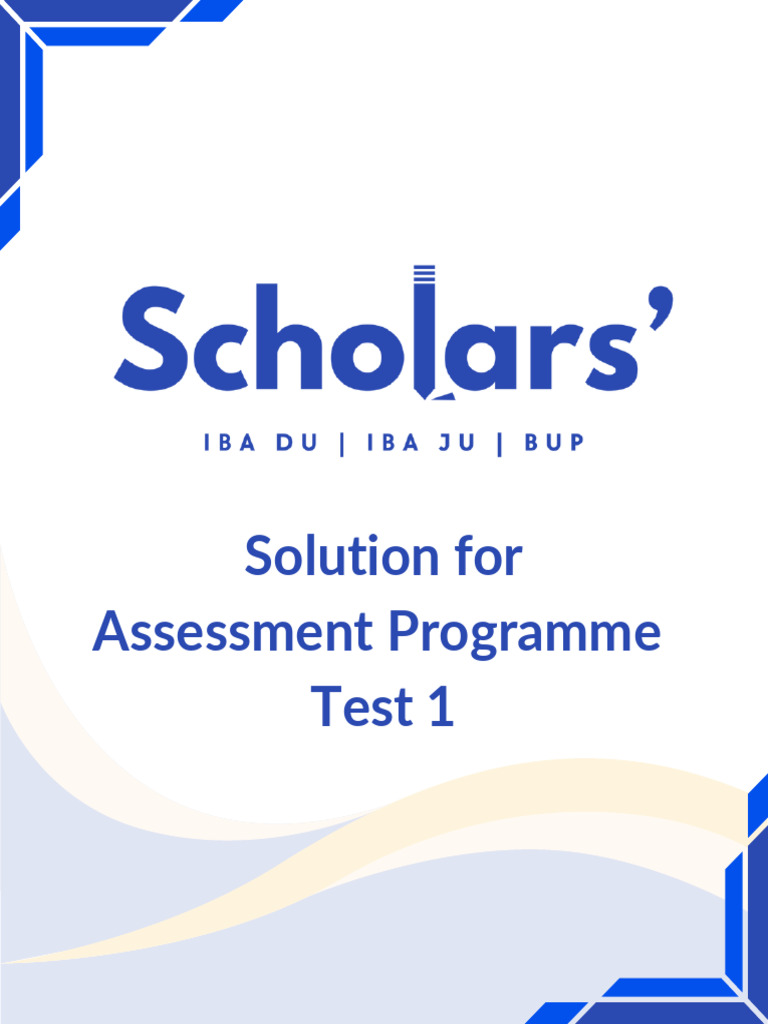 Assessment Programme Test 1 Solutions | PDF | Mean | Argument