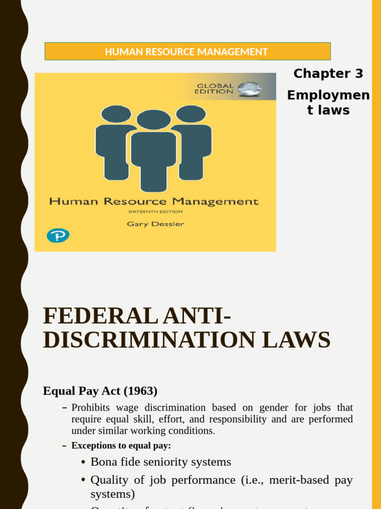 Chapter 3 Employment Laws | PDF | Employment | Equal Employment ...