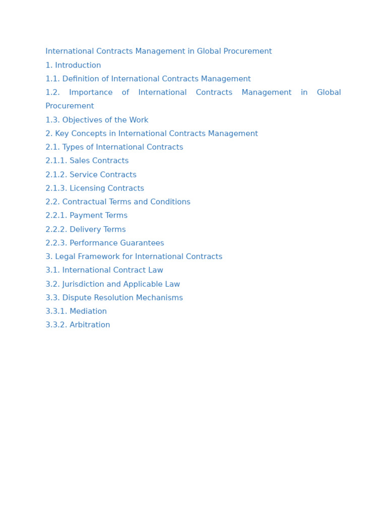International Contracts Management in Global Procurement ..GRP 2 | PDF ...