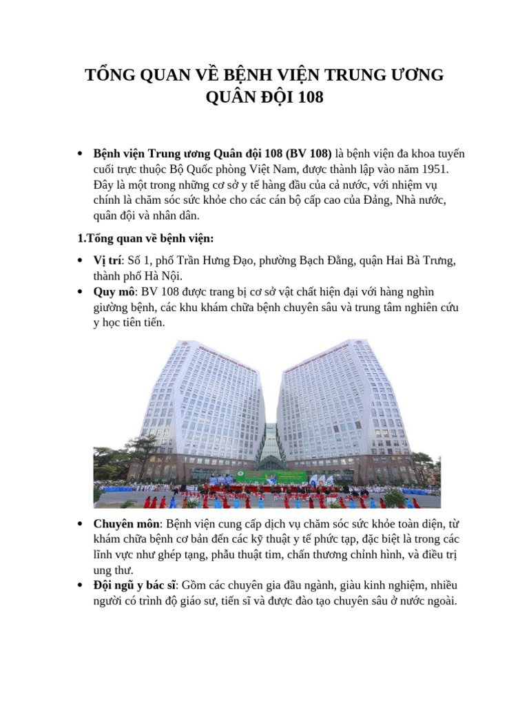PHẦN 1 TỔNG QUAN BV 108 | PDF