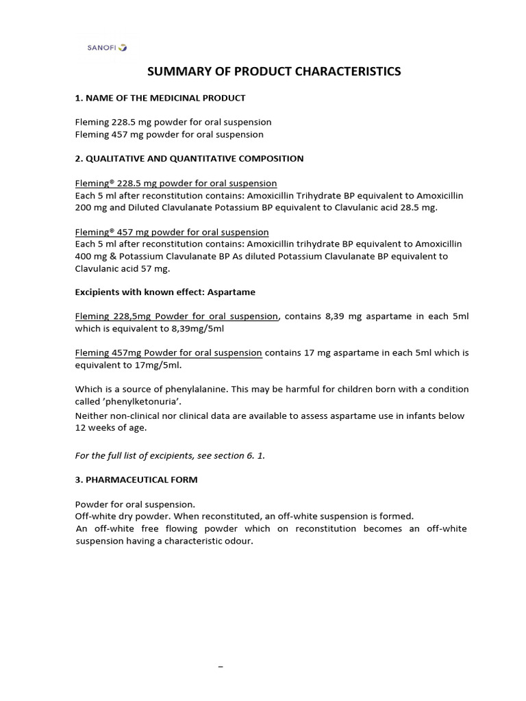 Fleming Oral Suspension Product Summary | PDF | Gram Negative Bacteria ...