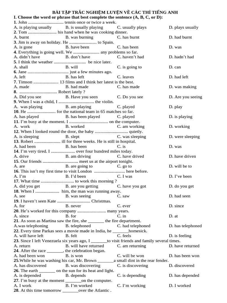 CHUYÊN ĐỀ 1 CAC THI TIENG ANH | PDF | Language Arts & Discipline