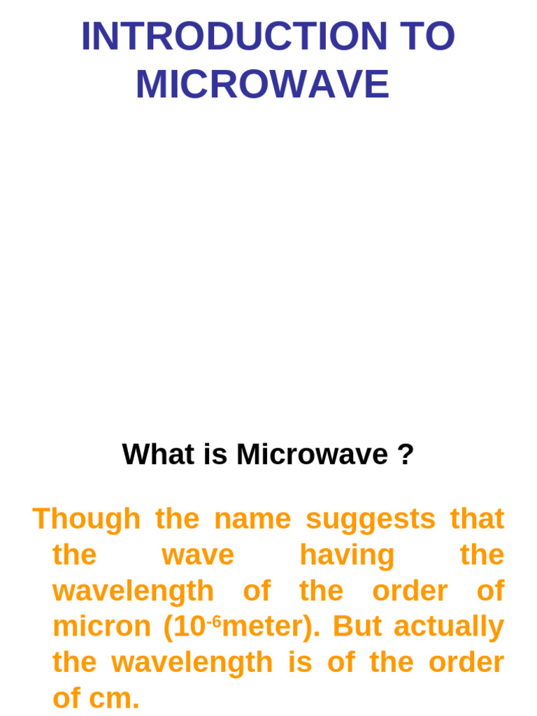 4th Year Introduction To Microwave | PDF | Microwave | Light