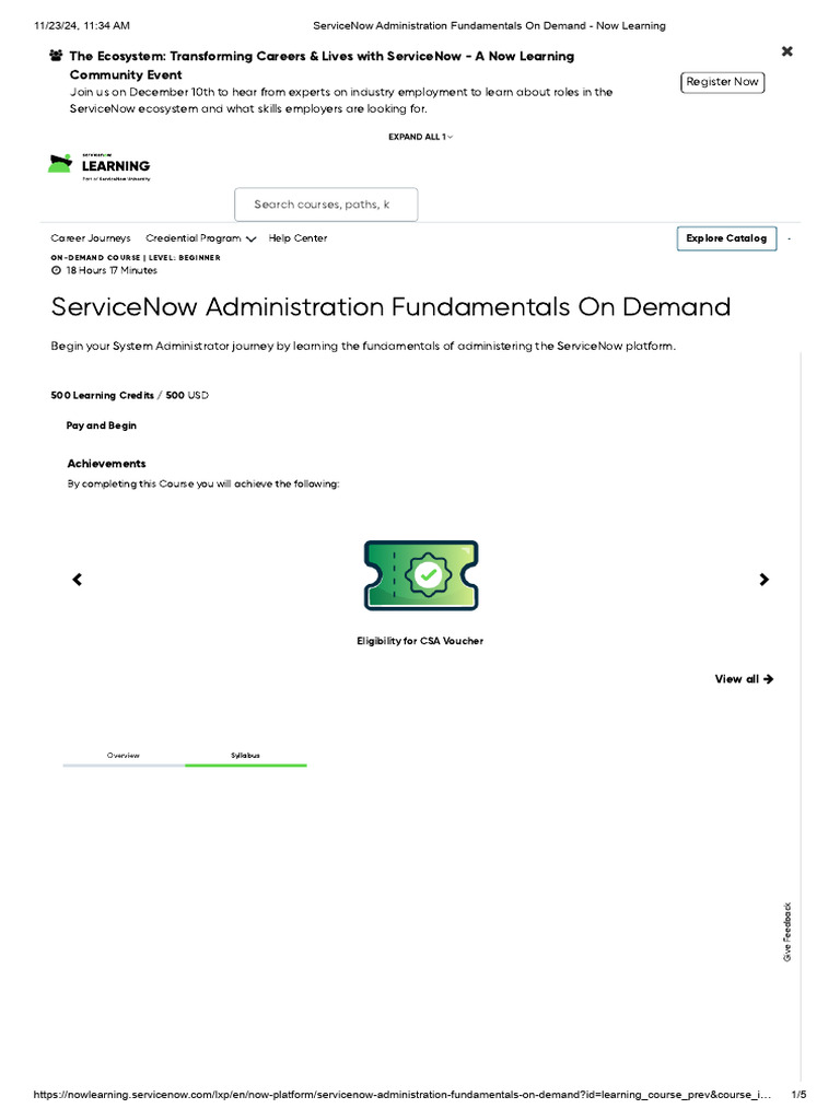 ServiceNow Administration Fundamentals On Demand - Now Learning | PDF ...