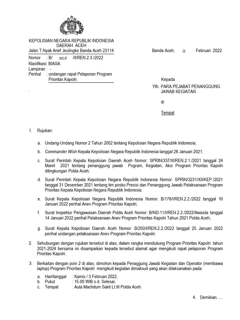 Undangan Rapat PPK | PDF