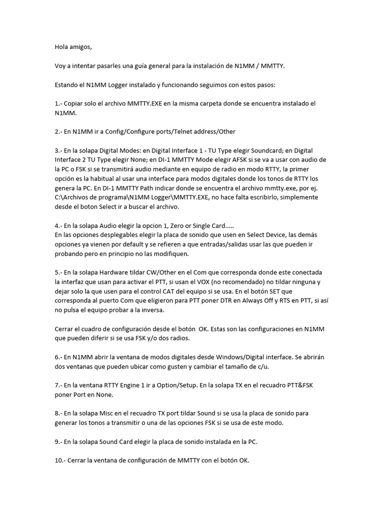 Configuracion Del N1MM y MMTTY para RTTY | PDF | Informática ...