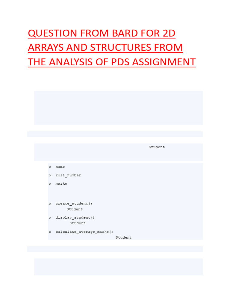 Question From Bard For 2D Arrays and Structures From The Analysis of PDS Assignment | PDF ...