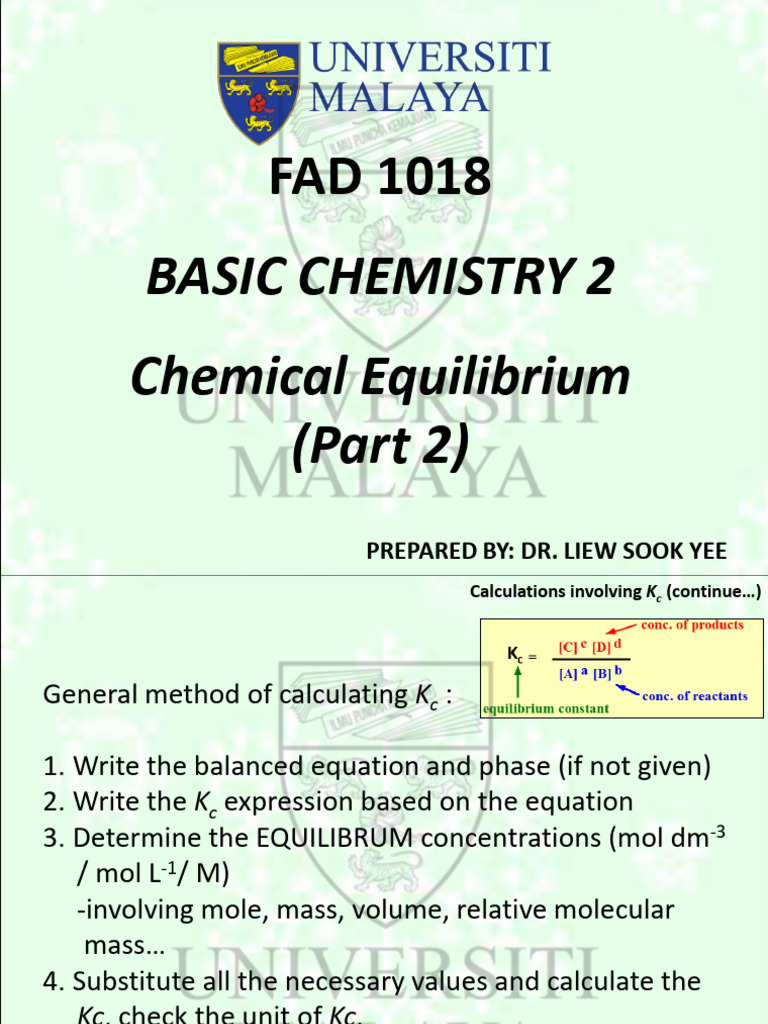 Chemical Equilibrium Kc & Kp Calculations | PDF | Chemical Equilibrium ...