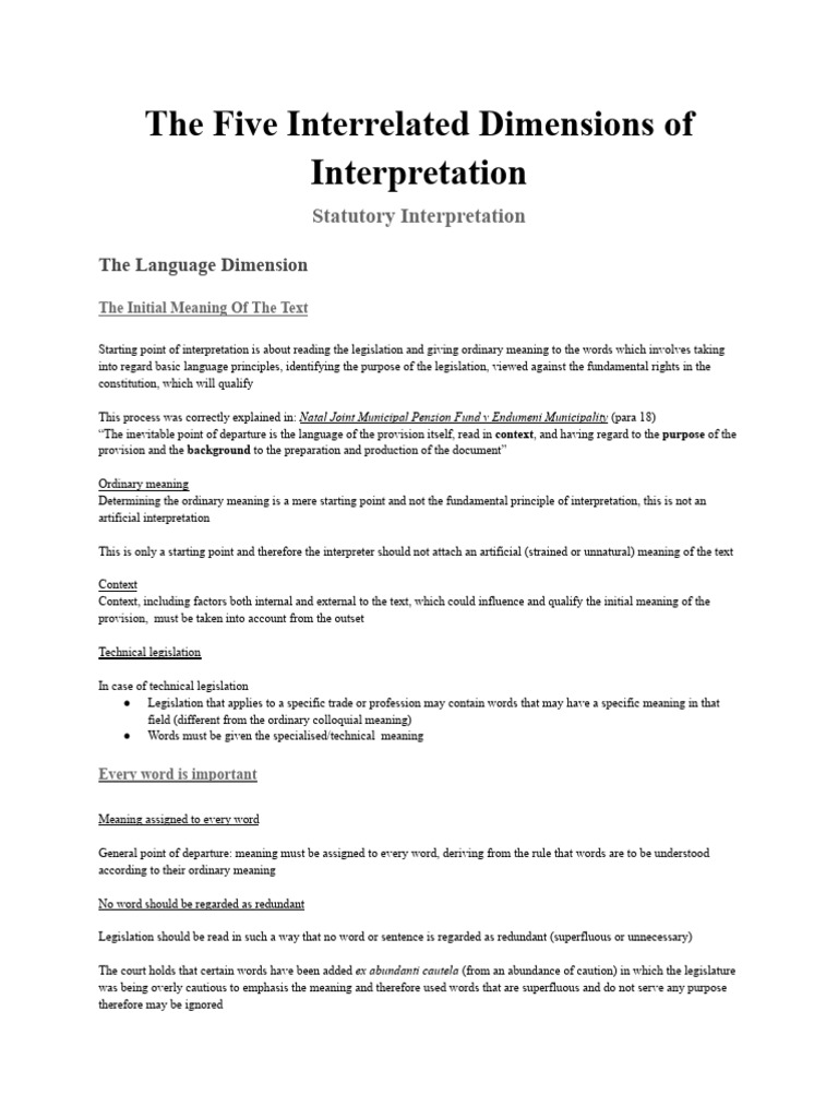 The Five Interrelated Dimensions of Interpretation | PDF | Separation ...