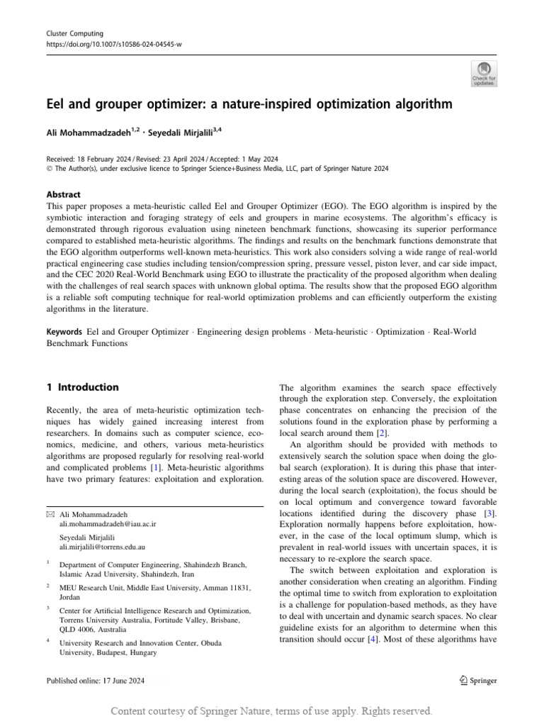 Original Article - EGO - Eel - and - Grouper - Optimizer - A - Nature-Inspired - Optimi - 1 ...