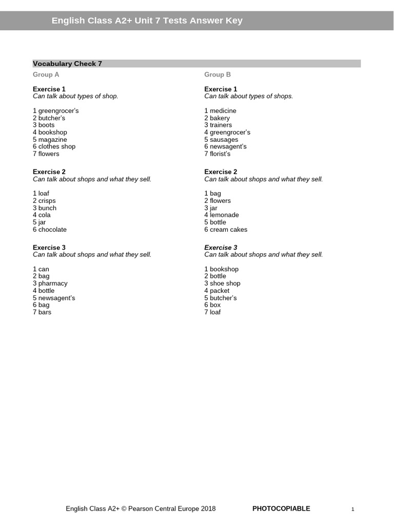 ECA2+ - Tests - Unit 7 - Key - 2018 | PDF | Self-Improvement