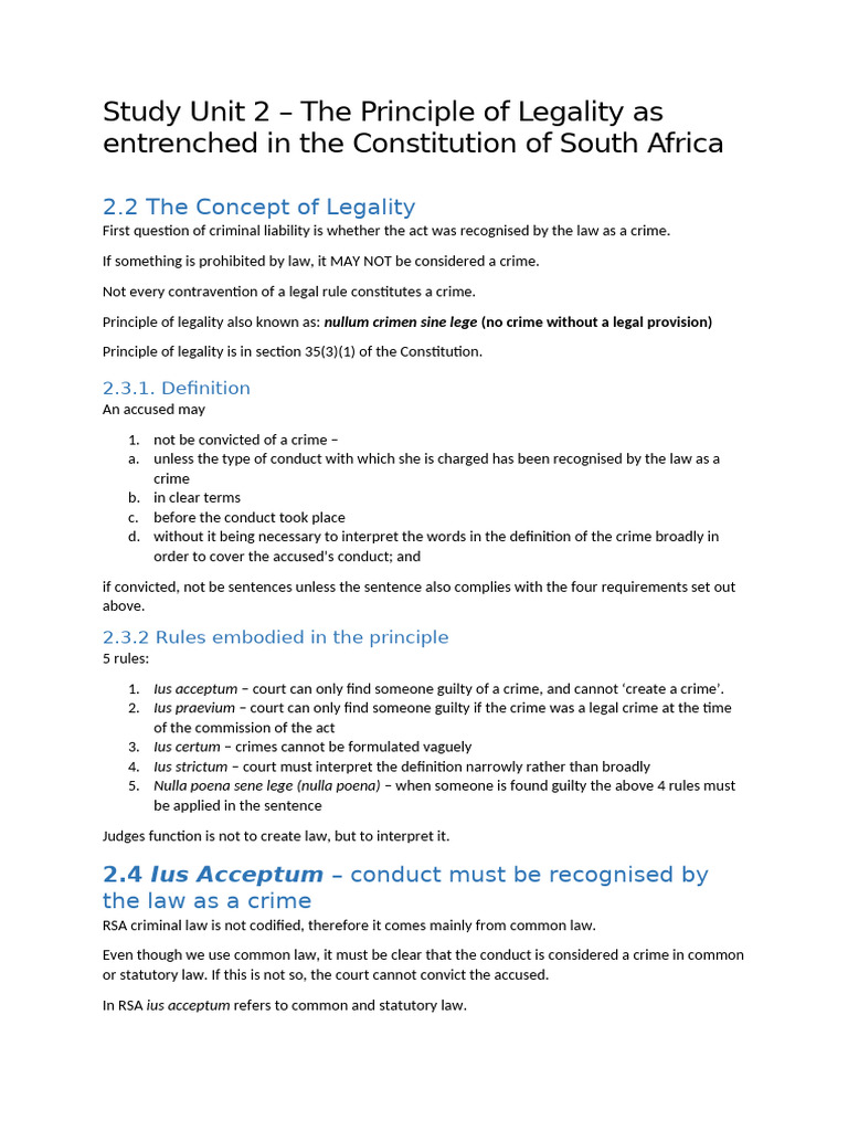 Study Unit 2 - CRW2601 | PDF | Crimes | Crime & Violence