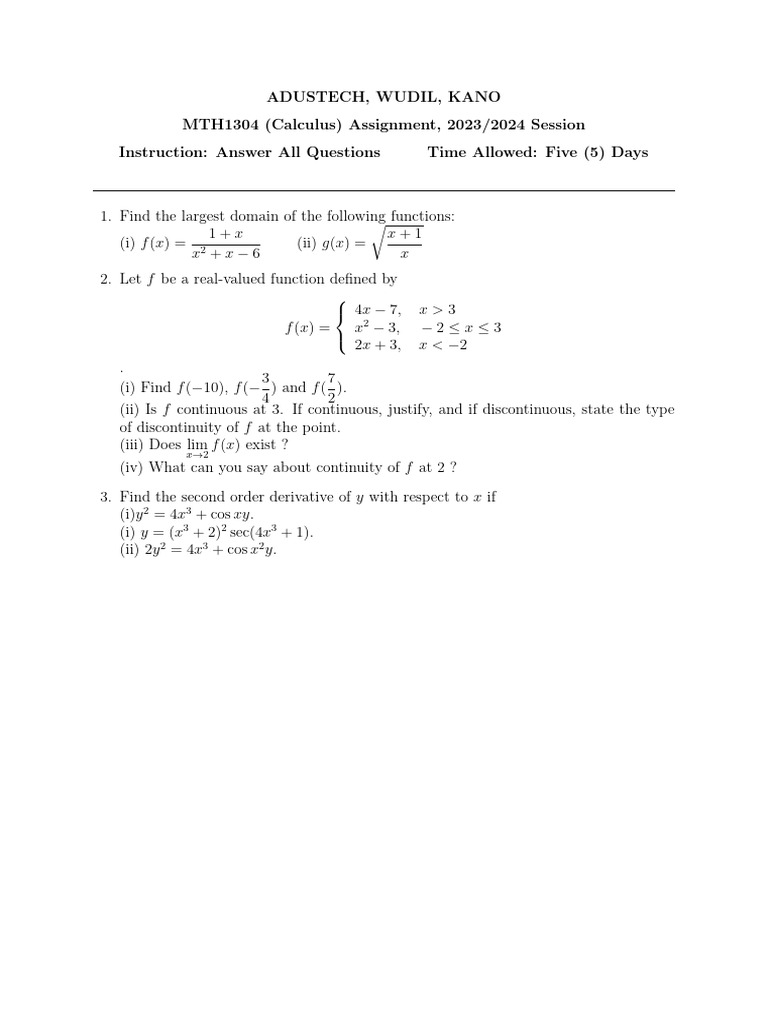 Calculus Assignment | PDF | Teaching Methods & Materials