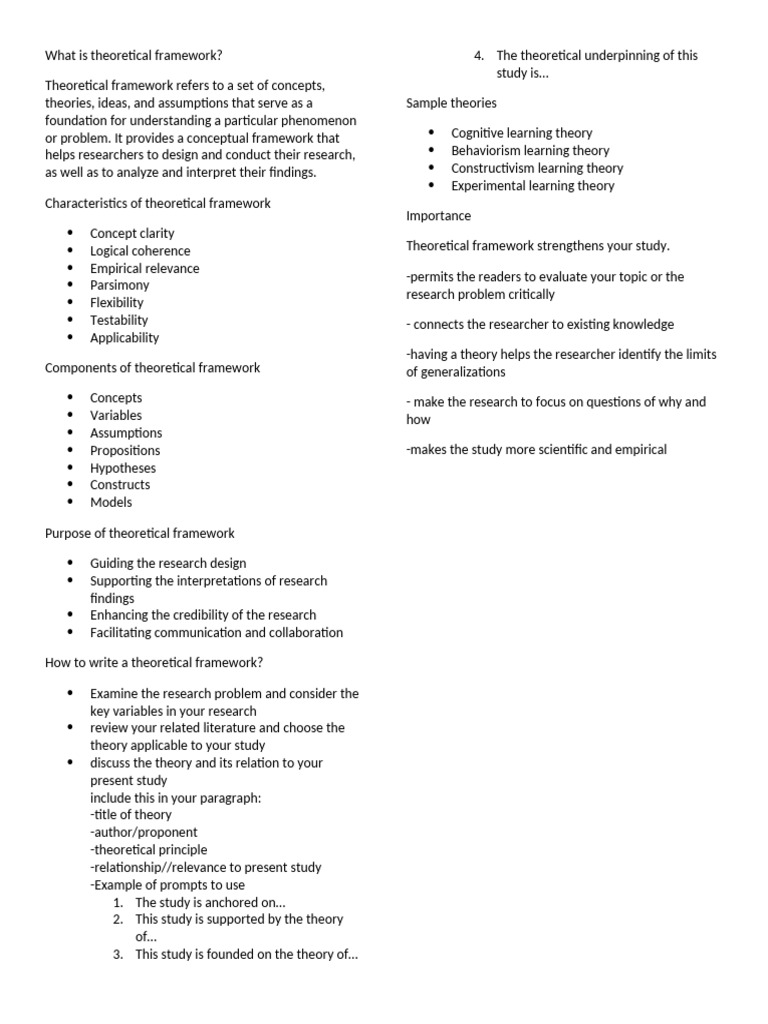 theoretical framework | PDF | Theory | Learning Theory (Education)