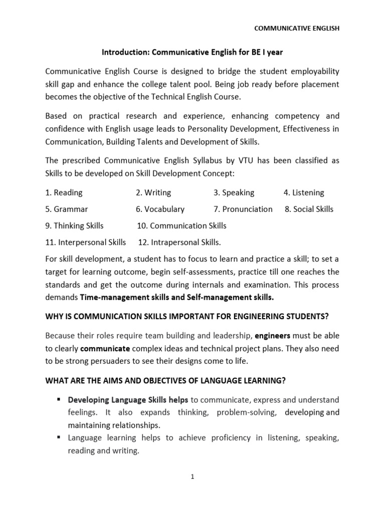 Communicative English for Engineering Students | PDF | Communication ...