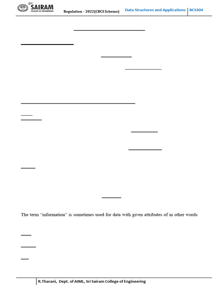Lecturenotes Module 1 Bcs304 Datastructure Pdf Pointer Computer Programming Integer 2539
