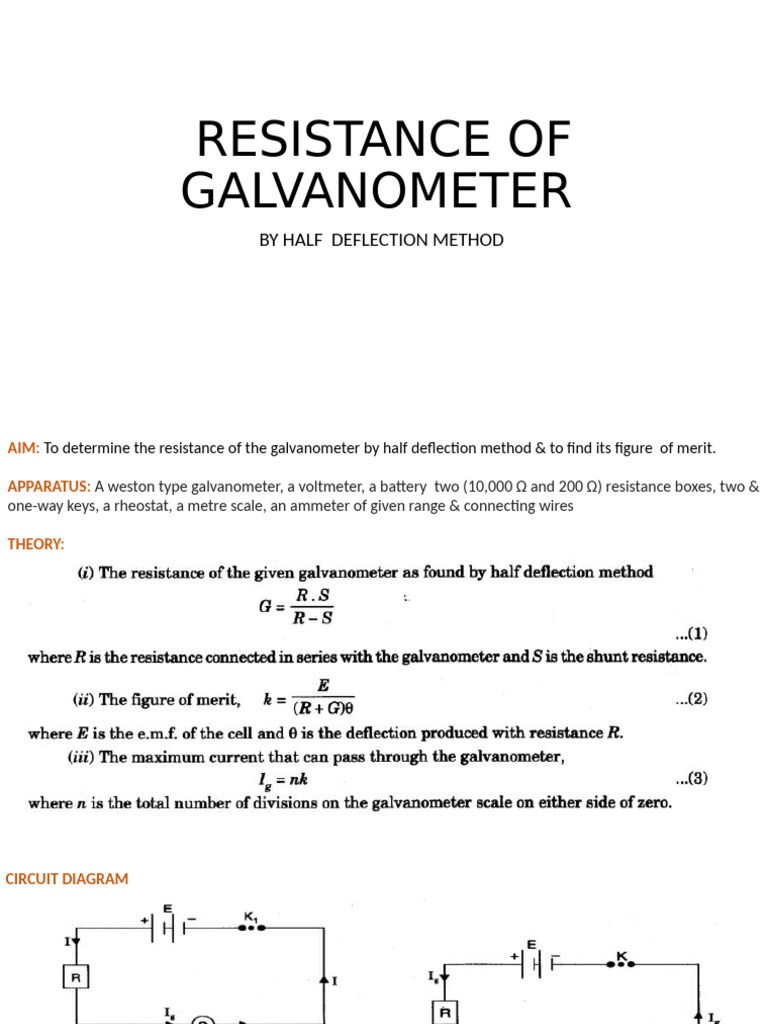 CLASS-12 Expt. No.4 Resistance of Galvanometer | PDF