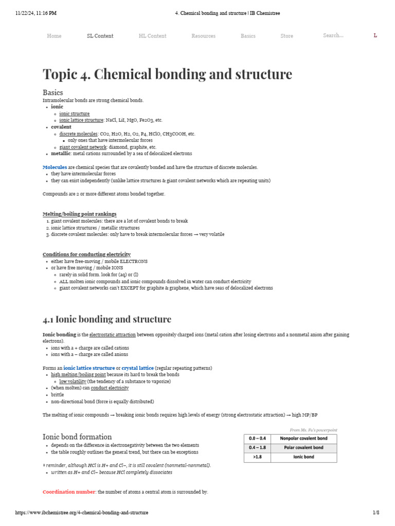 Chemical Bonding and Structure Guide | PDF | Chemical Polarity ...