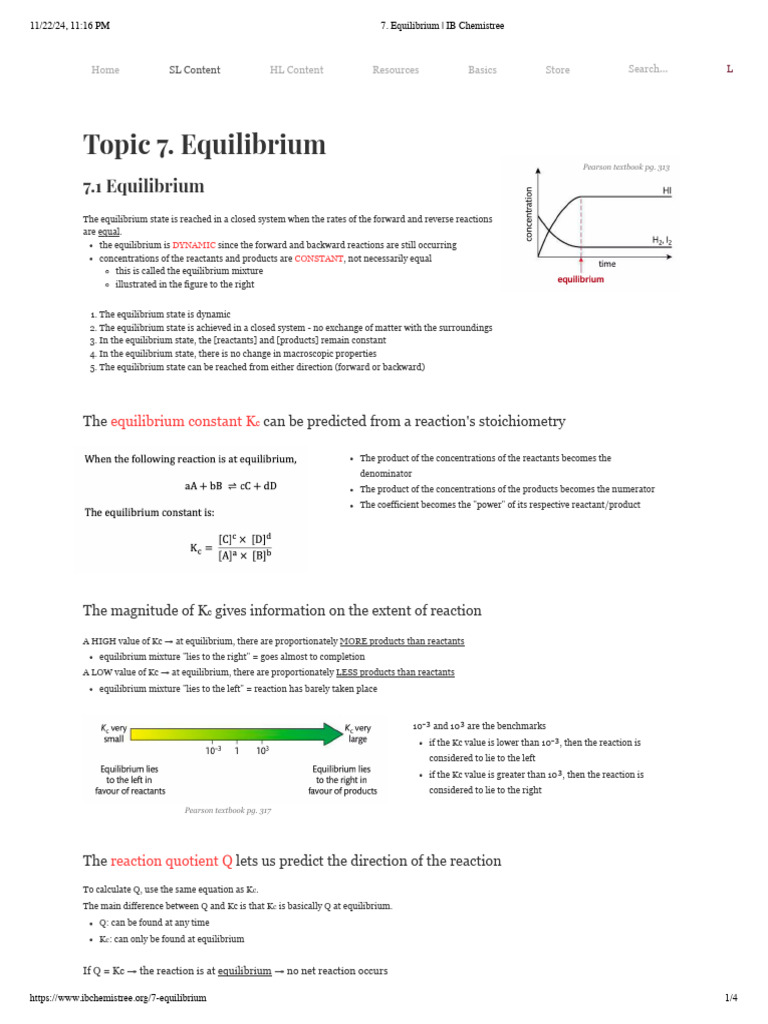 Equilibrium - IB Chemistree | PDF | Chemical Equilibrium | Chemical ...