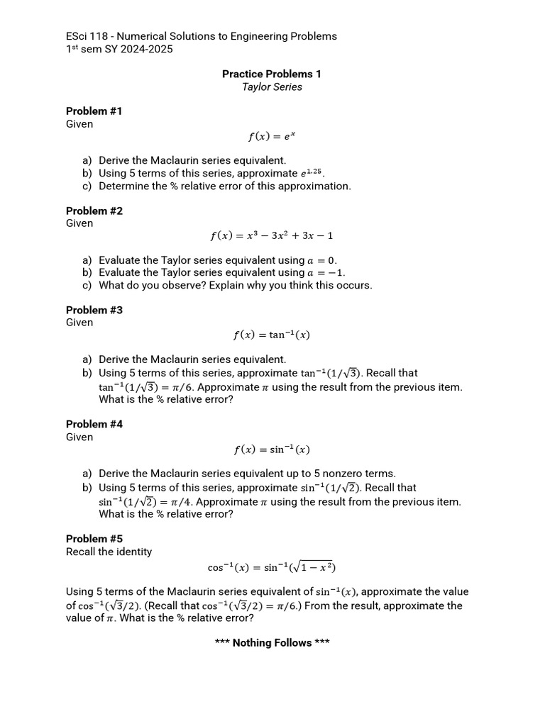 Engineering Math Practice Problems | PDF