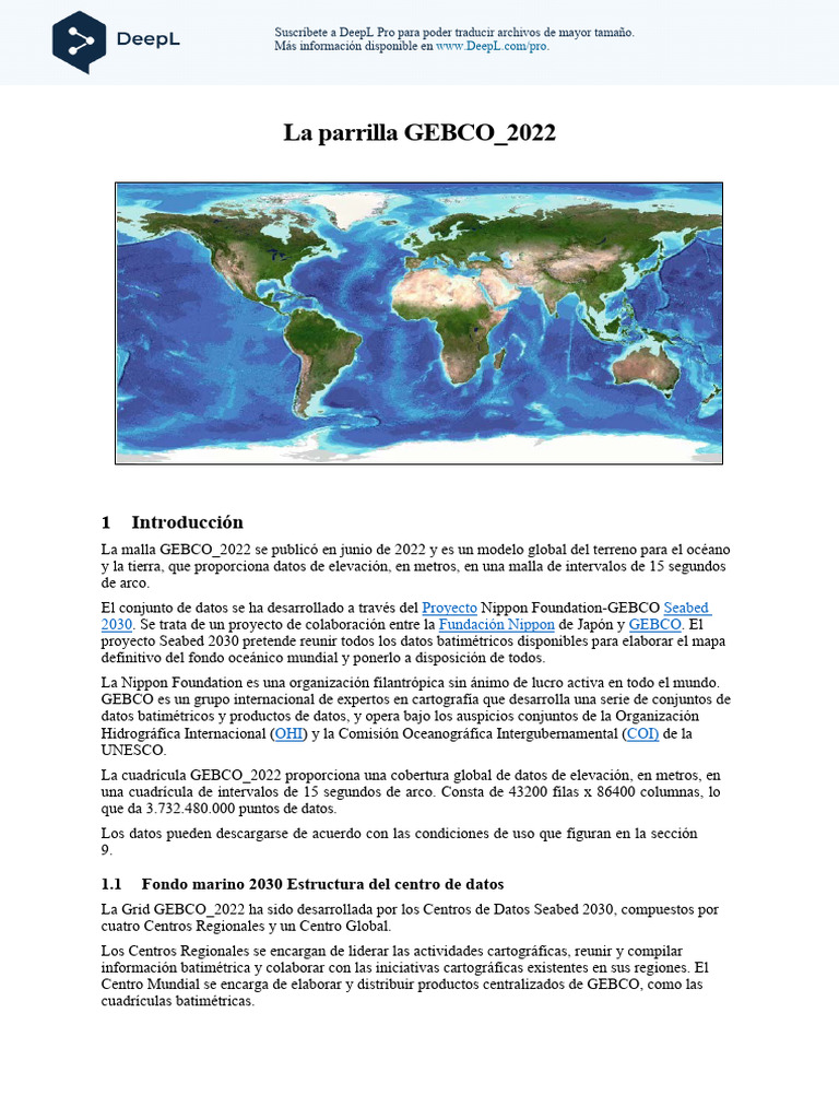 GEBCO 2022 Grid Documentation Es | PDF | Computación distribuída ...
