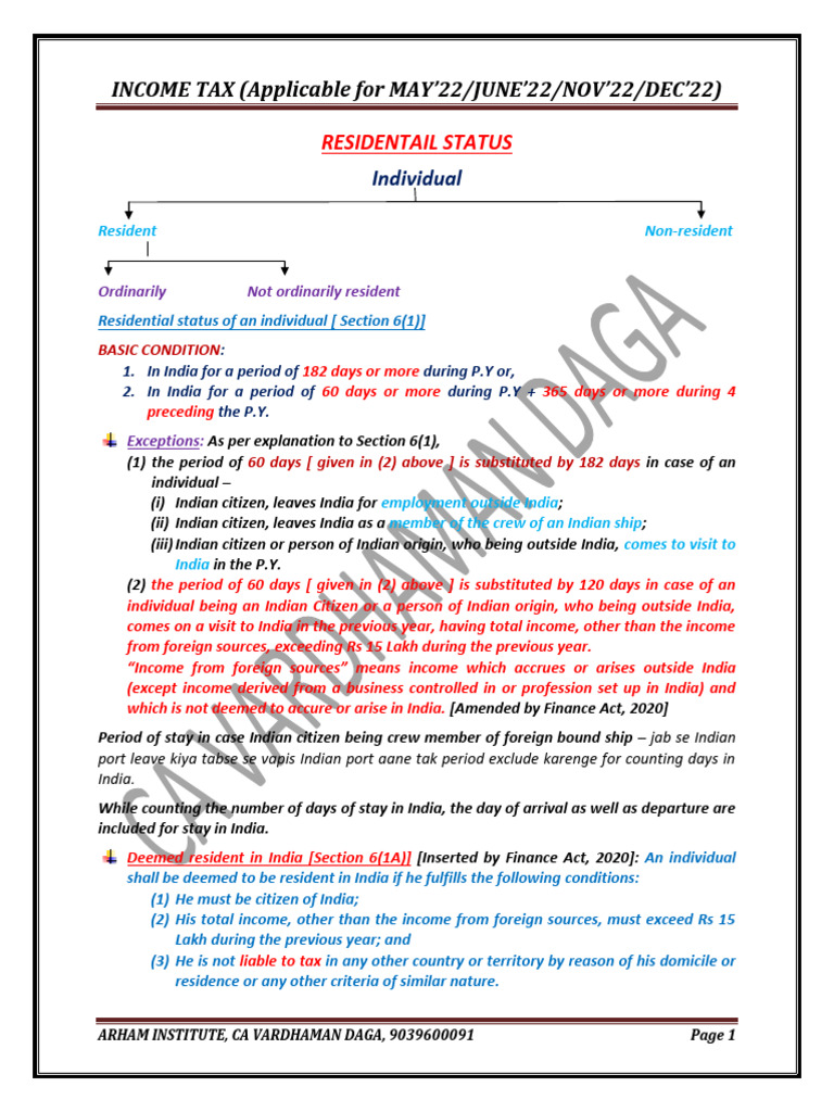 INCOME TAX (Applicable For MAY'22/JUNE'22/NOV'22/DEC'22) : Residentail ...