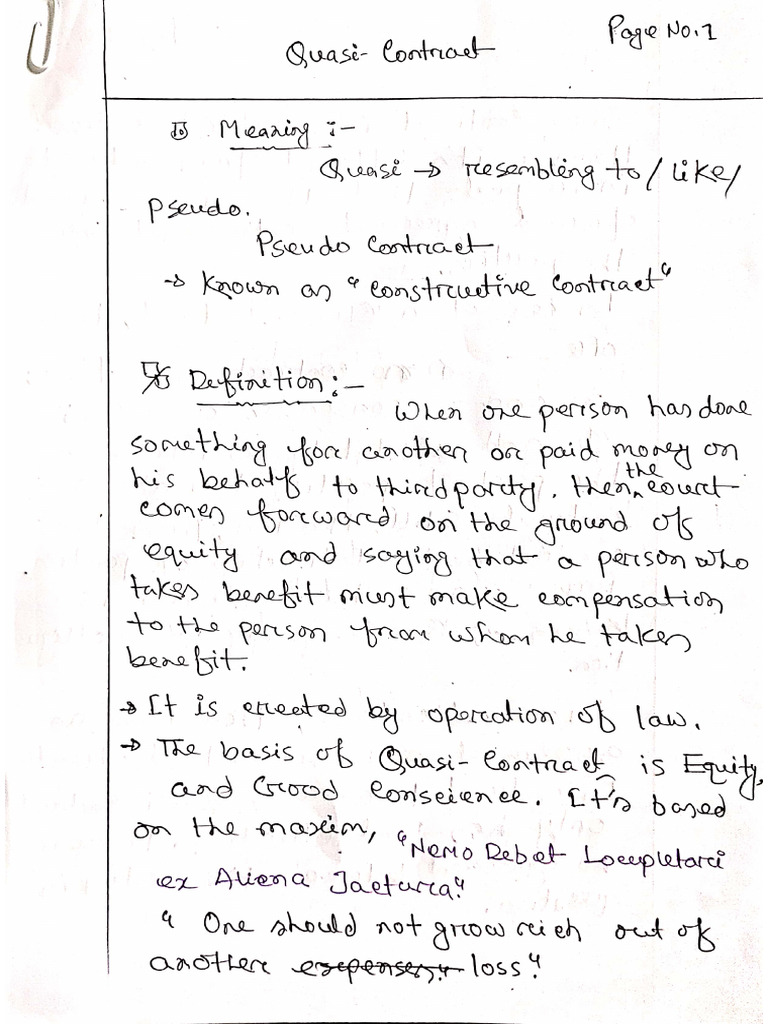 Quasi Contract | PDF