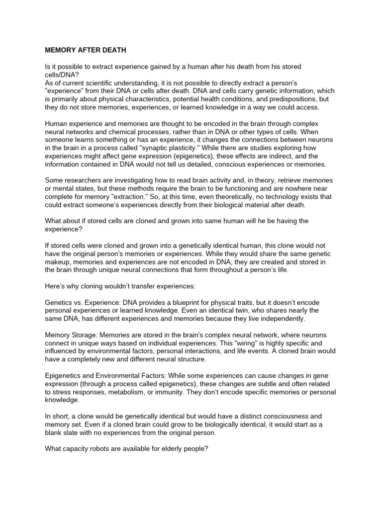 Memory After Death | PDF | Memory | Brain