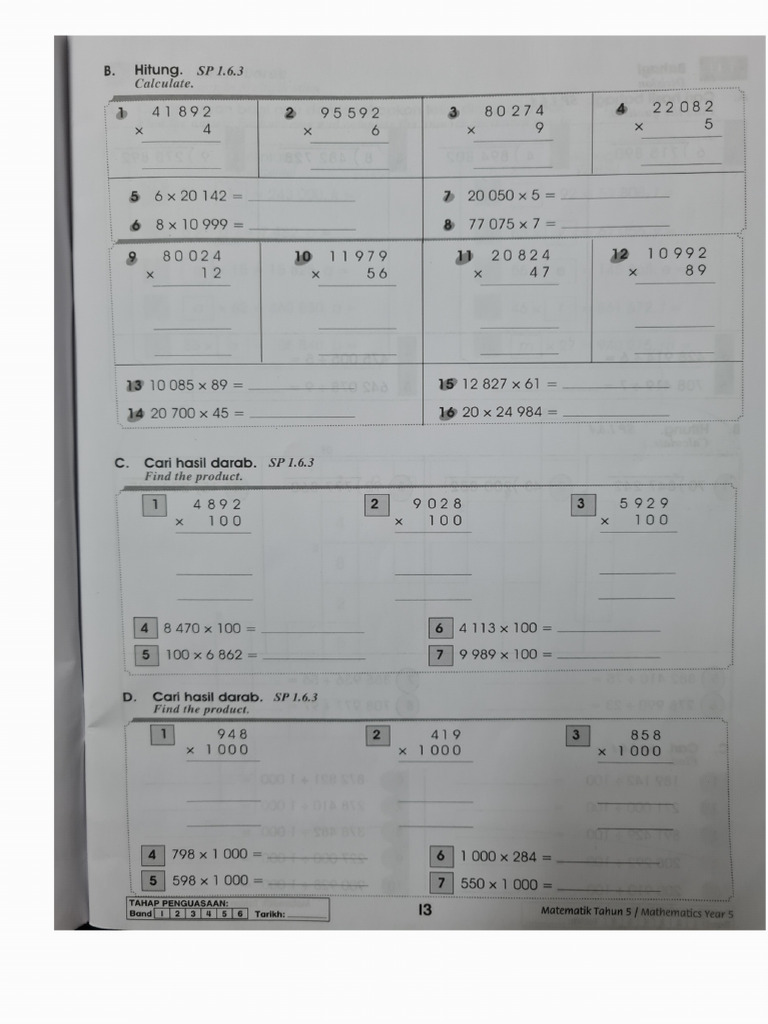 Matematik Tahap 2 Matematik Darab | PDF