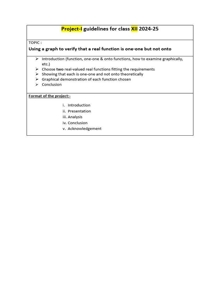 Class XII Project: One-One Functions Graphs | PDF | Computers
