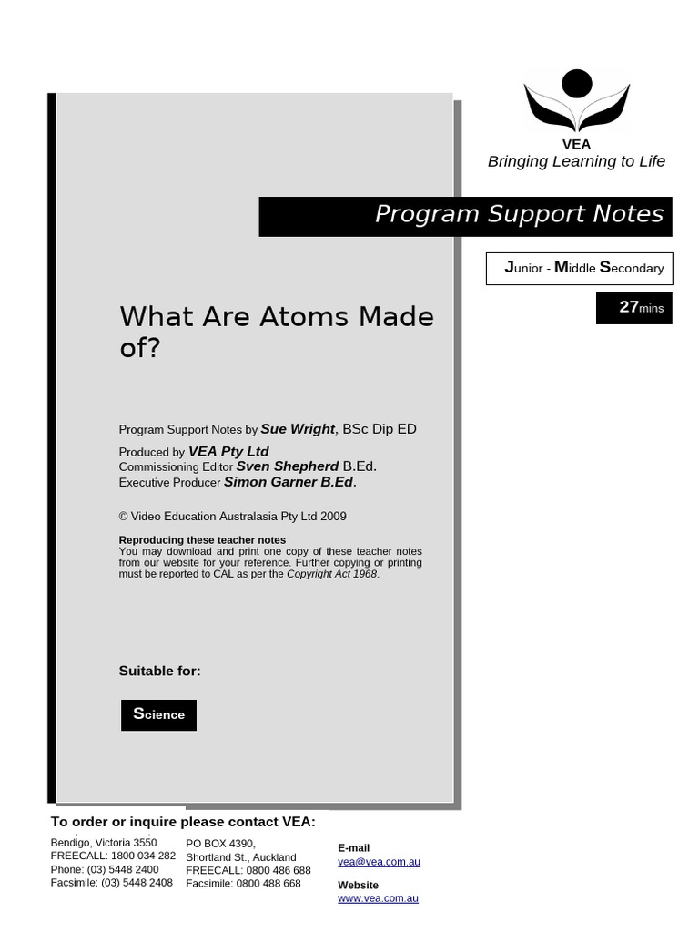 Teacher Notes | PDF | Atoms | Ion