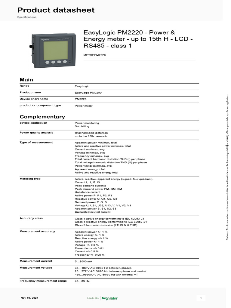 EasyLogic PM2220 Power Meter Overview | PDF | Alternating Current | Ac ...