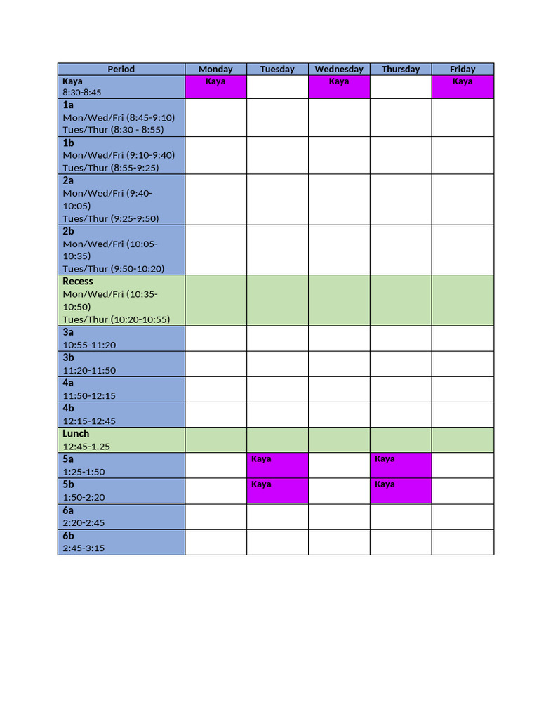 Timetable Template | PDF | Science & Mathematics