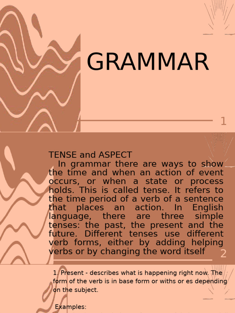 G 1 Tenses and Aspects | PDF | Grammatical Tense | Perfect (Grammar)