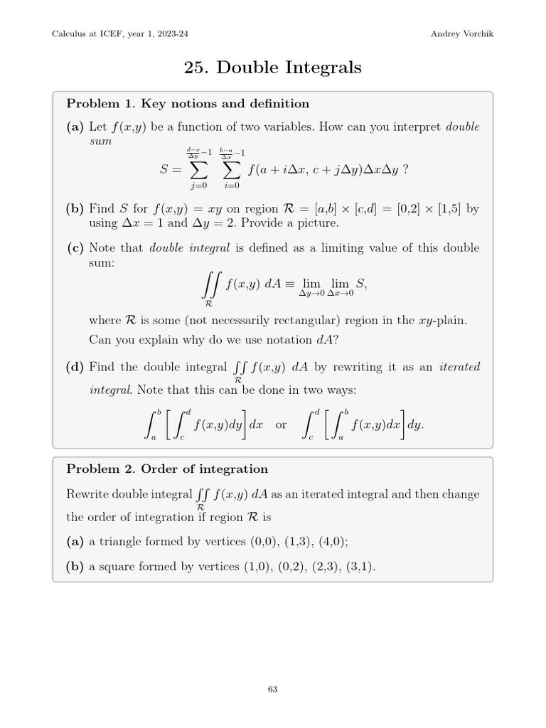 Double Integrals | PDF | Integral | Analysis