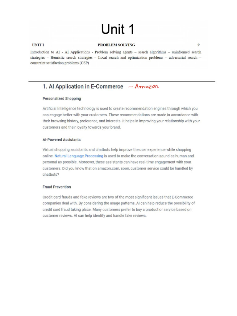 AIML Unit I Notes | PDF AIML Unit I Notes | PDF