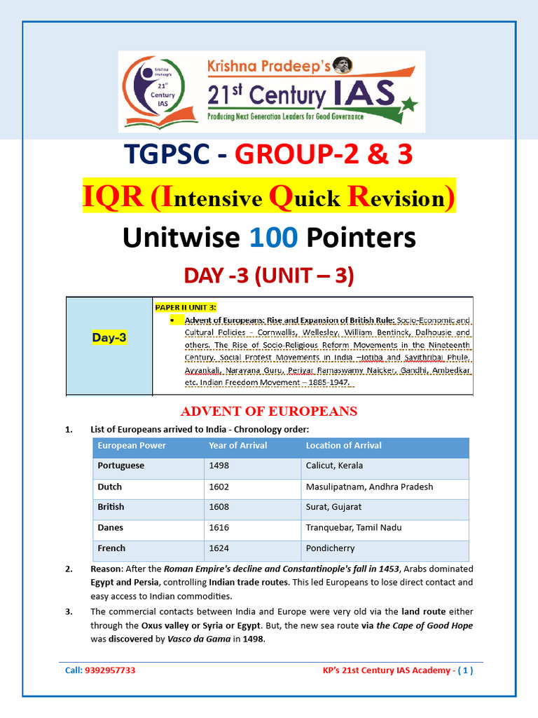 Day 3 Indian History IQR Unit-3 EM | PDF | British India