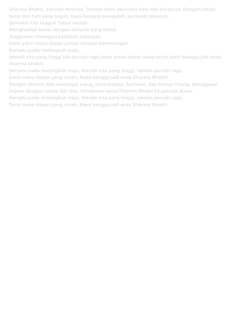 Dharma Bhakti, Sekolah Tercinta, Tempat Kami Menimba Ilmu Dan Berkarya | PDF