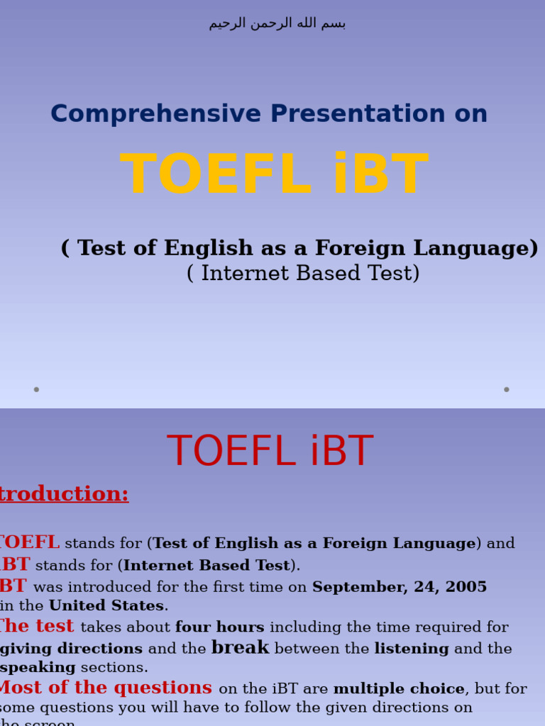 TOEFL IBT Presentation | PDF | Test Of English As A Foreign Language ...