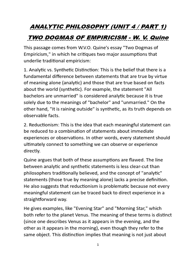 Unit 4a | PDF | Experience | Logical Truth